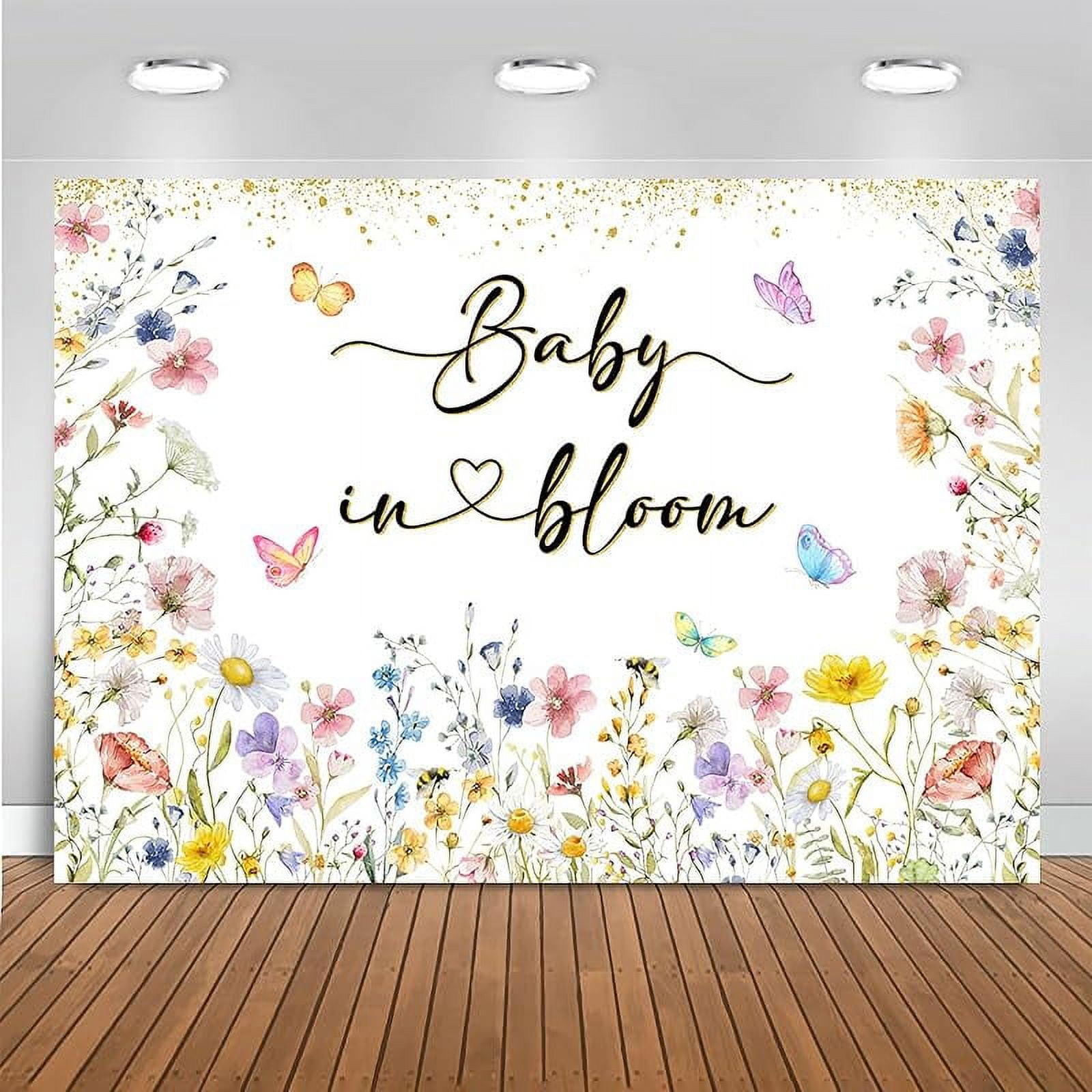 Custom Baby in Bloom Baby Shower Backdrop for Girl Wildflower Baby ...