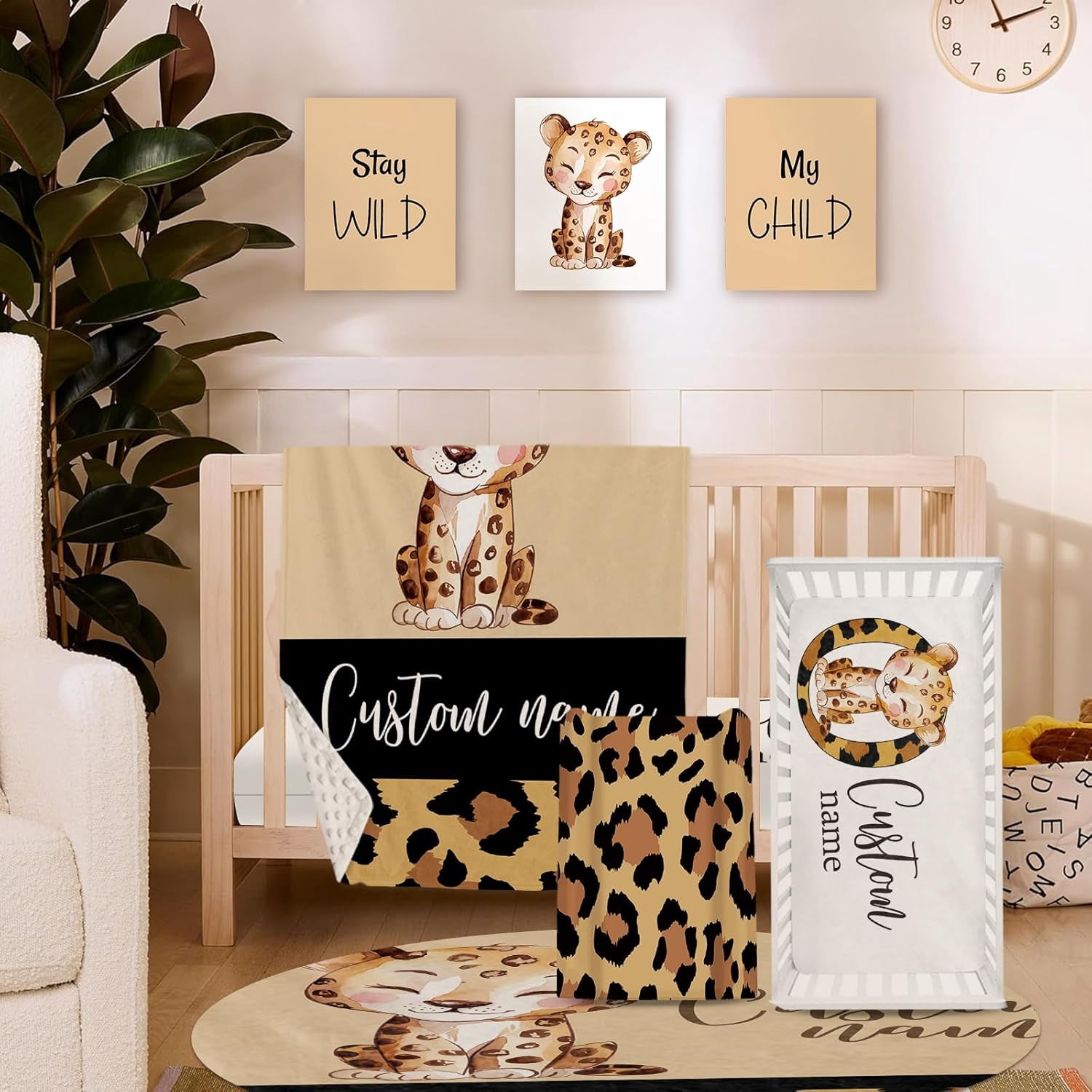 Custom Baby Crib Bedding Set, 5 Pcs Personalized Name Navy Dinosaur ...