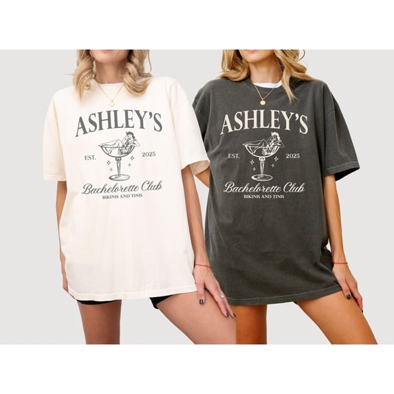 Custom Bachelorette Club Shirt Bikinis And Martinis Bridal Party Tee ...