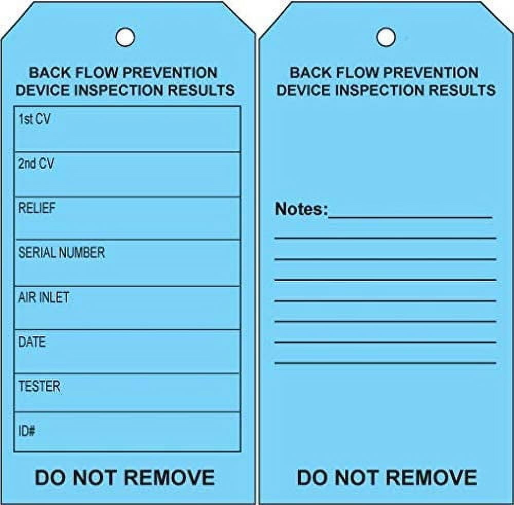 Custom Backflow Preventer Inspection Tags – 2 5/8" x 5 1/4" Maintenance ...