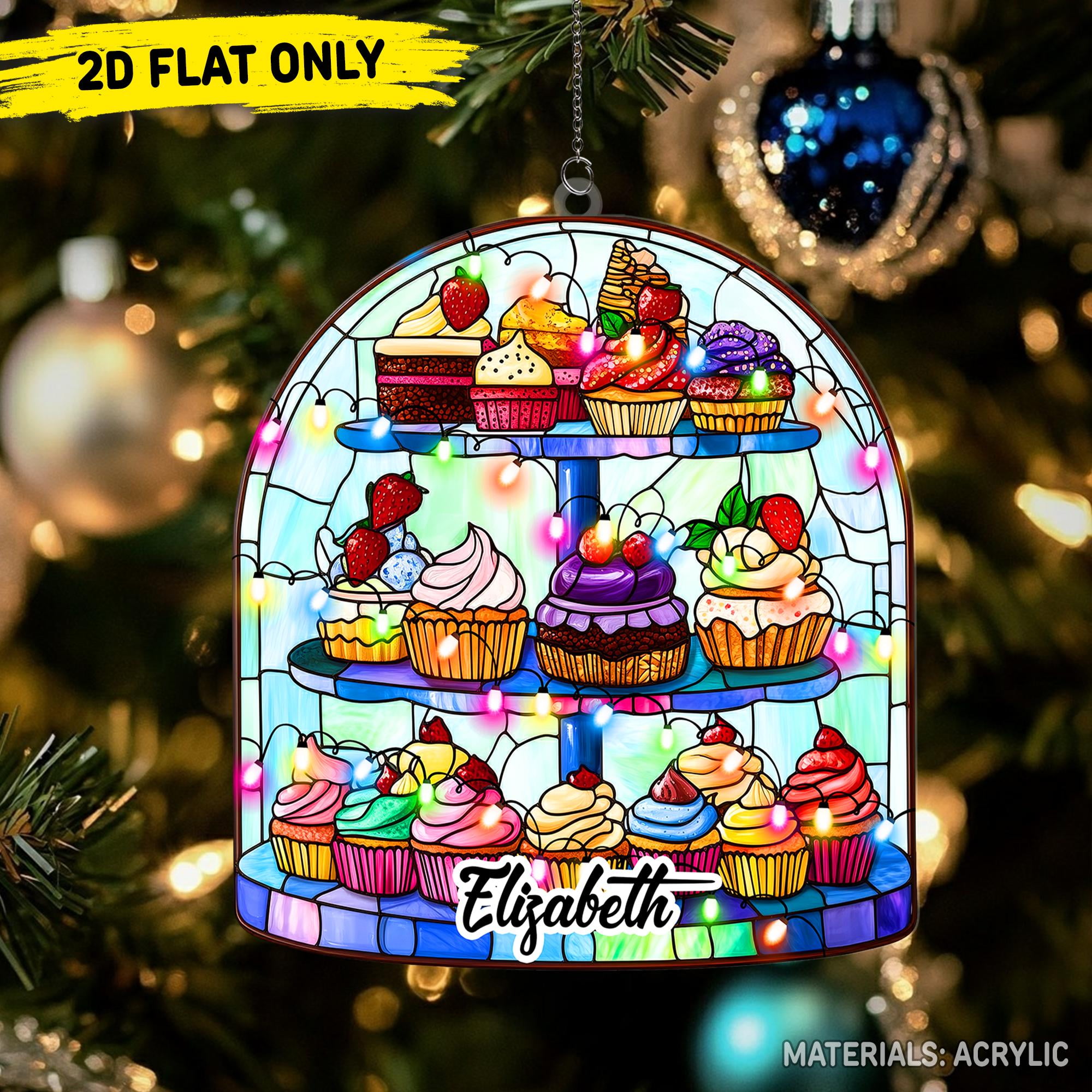 Custom Bakery Acrylic Suncatcher, Personalized Cake Display Christmas ...