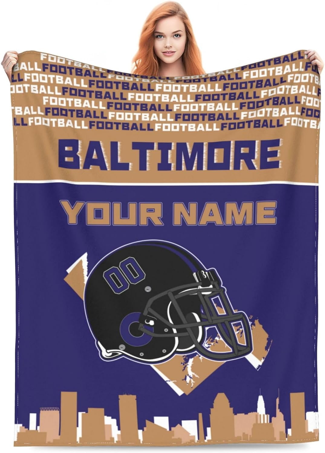 Custom Baltimore Blanket Personalized Throw Blankets Name and Number ...