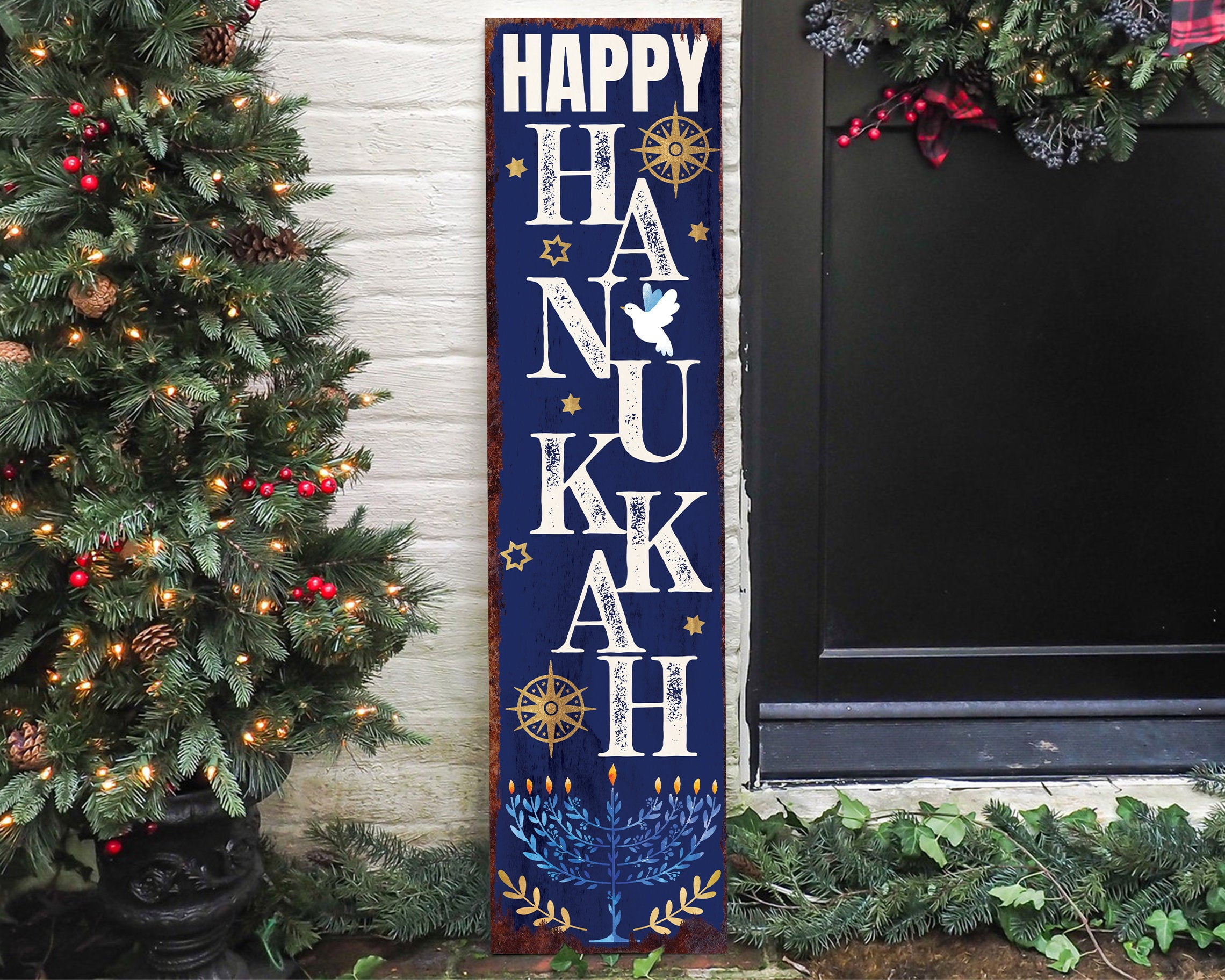 36in 'Happy Hanukkah' Porch Sign - Bringing a Touch of Hanukkah Spirit ...