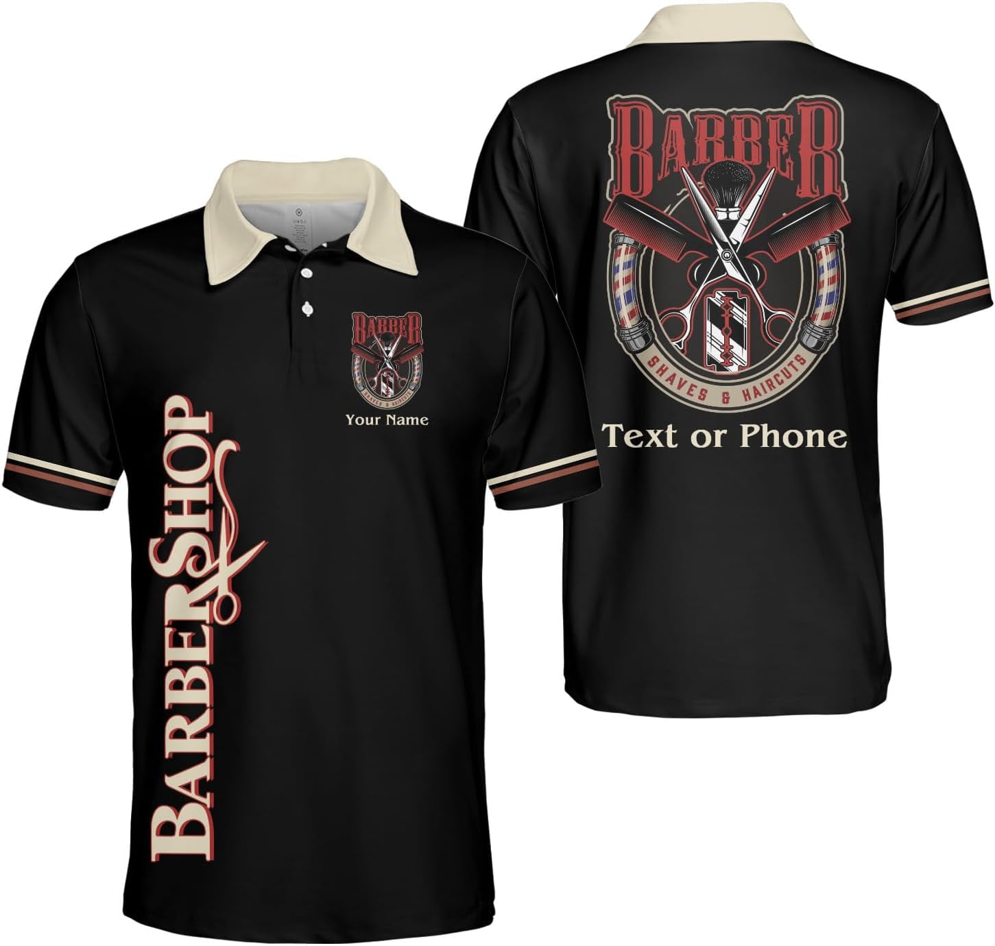 Custom Barber Polo Shirts for Men Personalized Barbershop Professional ...