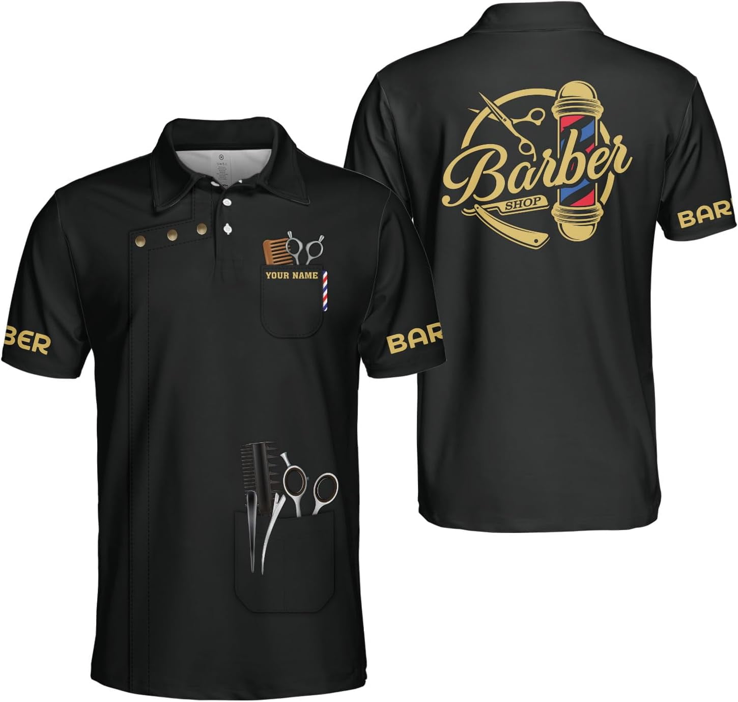 Custom Barber Polo Shirts for Men Personalized Barbershop Professional ...