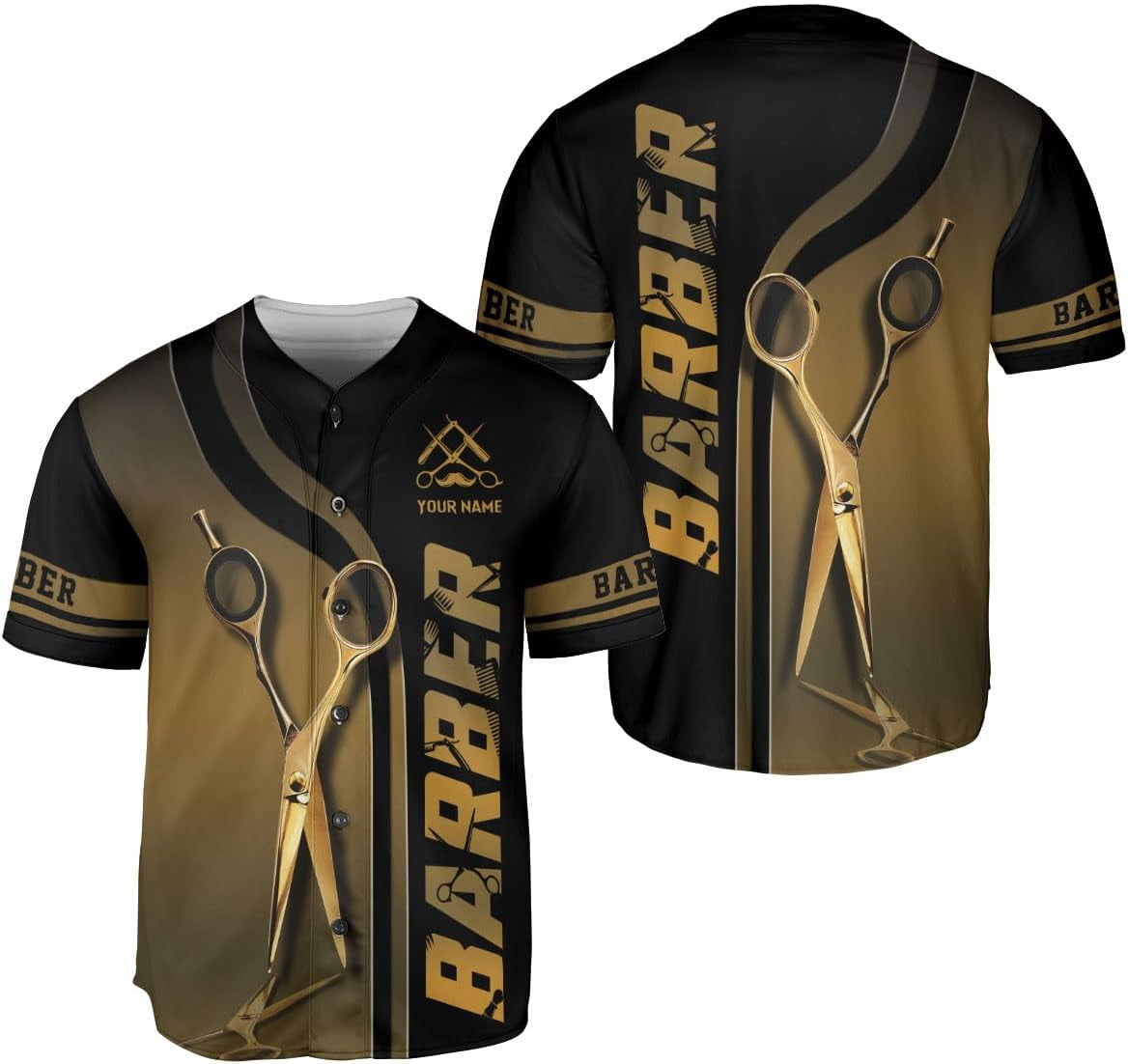 Custom Barber Shop Baseball Jersey Personalized Name Barber Shirt 3D ...