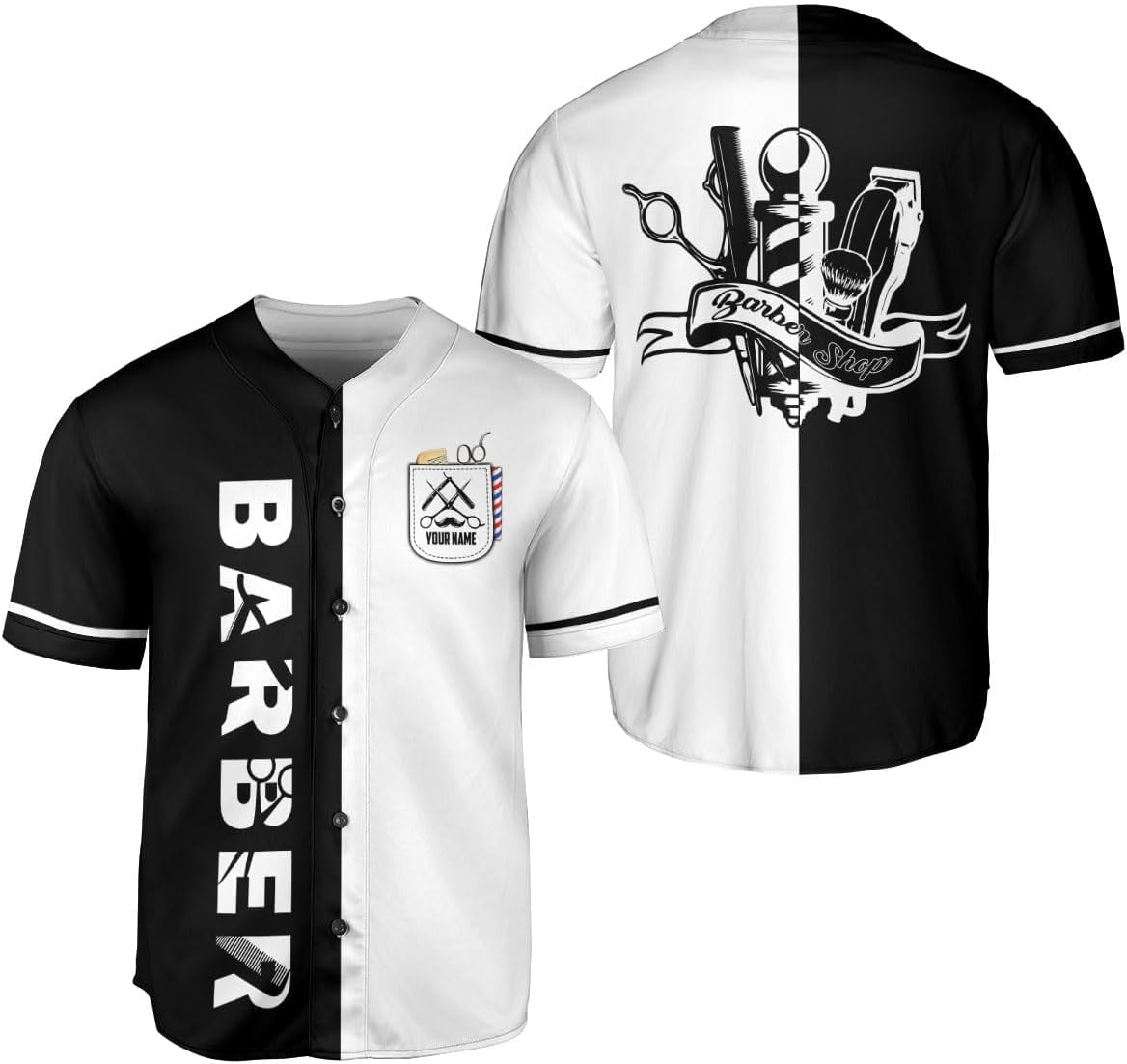 Custom Barber Shop Baseball Jersey Personalized Name Barber Shirt 3D ...
