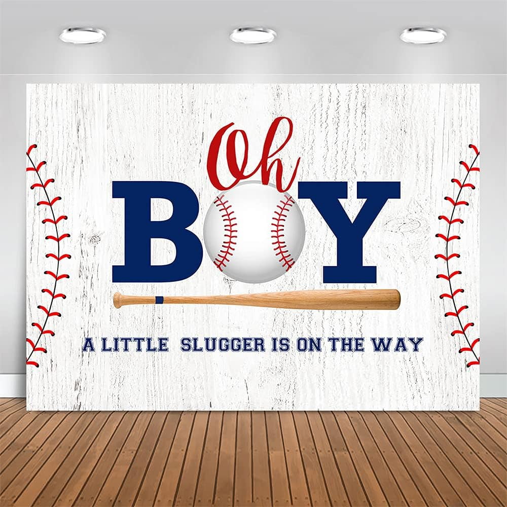 Custom Baseball Baby Shower Backdrop Sports Oh Boy Baseball Baby Shower ...