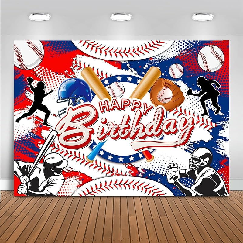 Custom Baseball Birthday Backdrop Baseball Themed Happy Birthday Banner ...