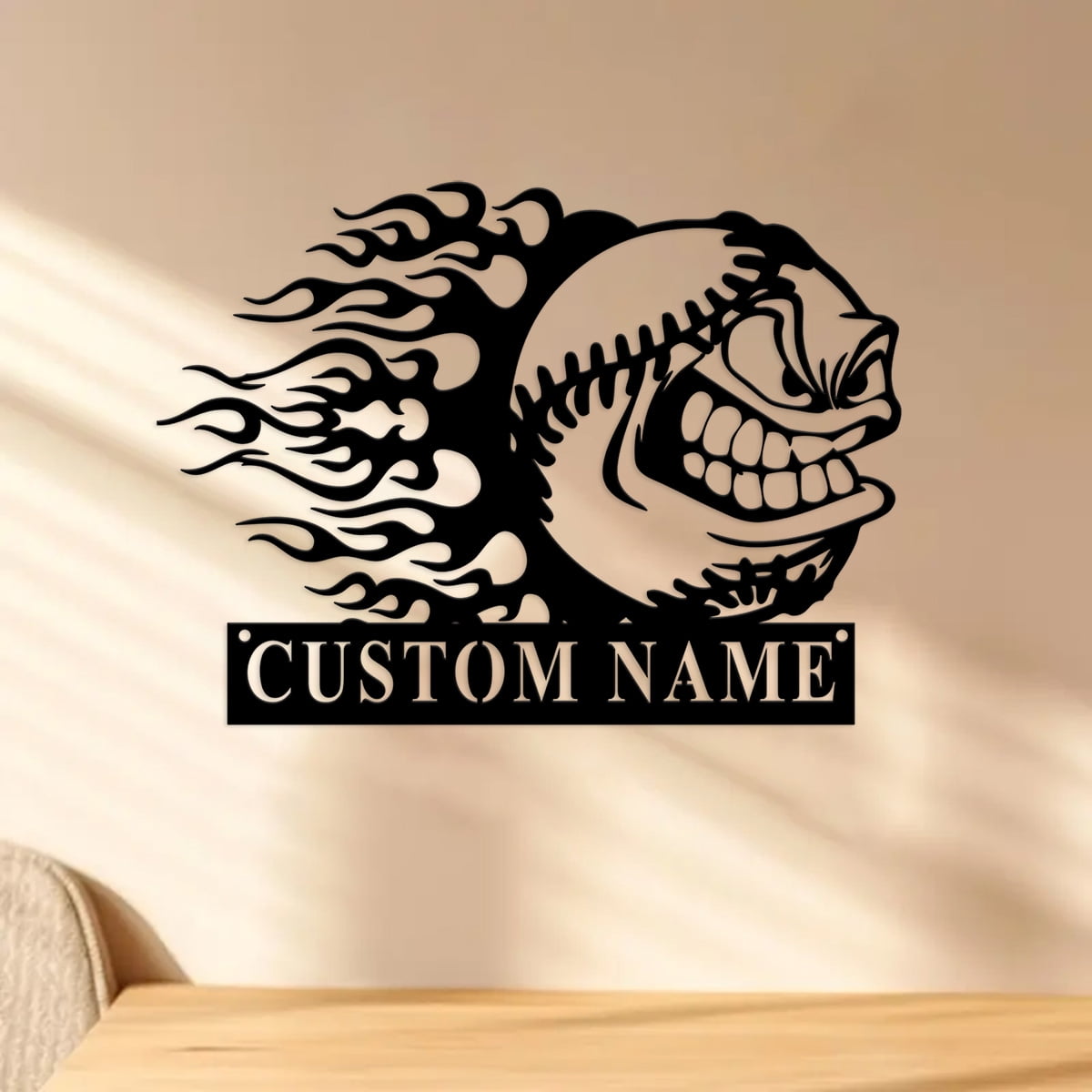 Custom Baseball Cartoon Angry Mean Face Metal Wall Art, Softball Player ...