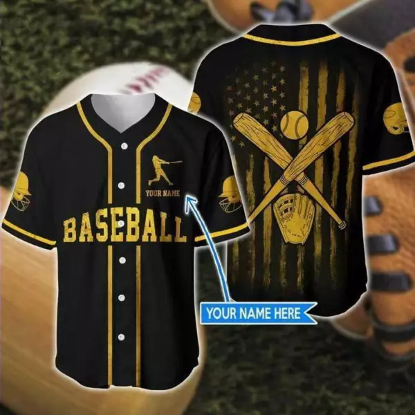 Custom Baseball Golden Flag Baseball Tee Jersey Shirt Printed 3D - Hot ...