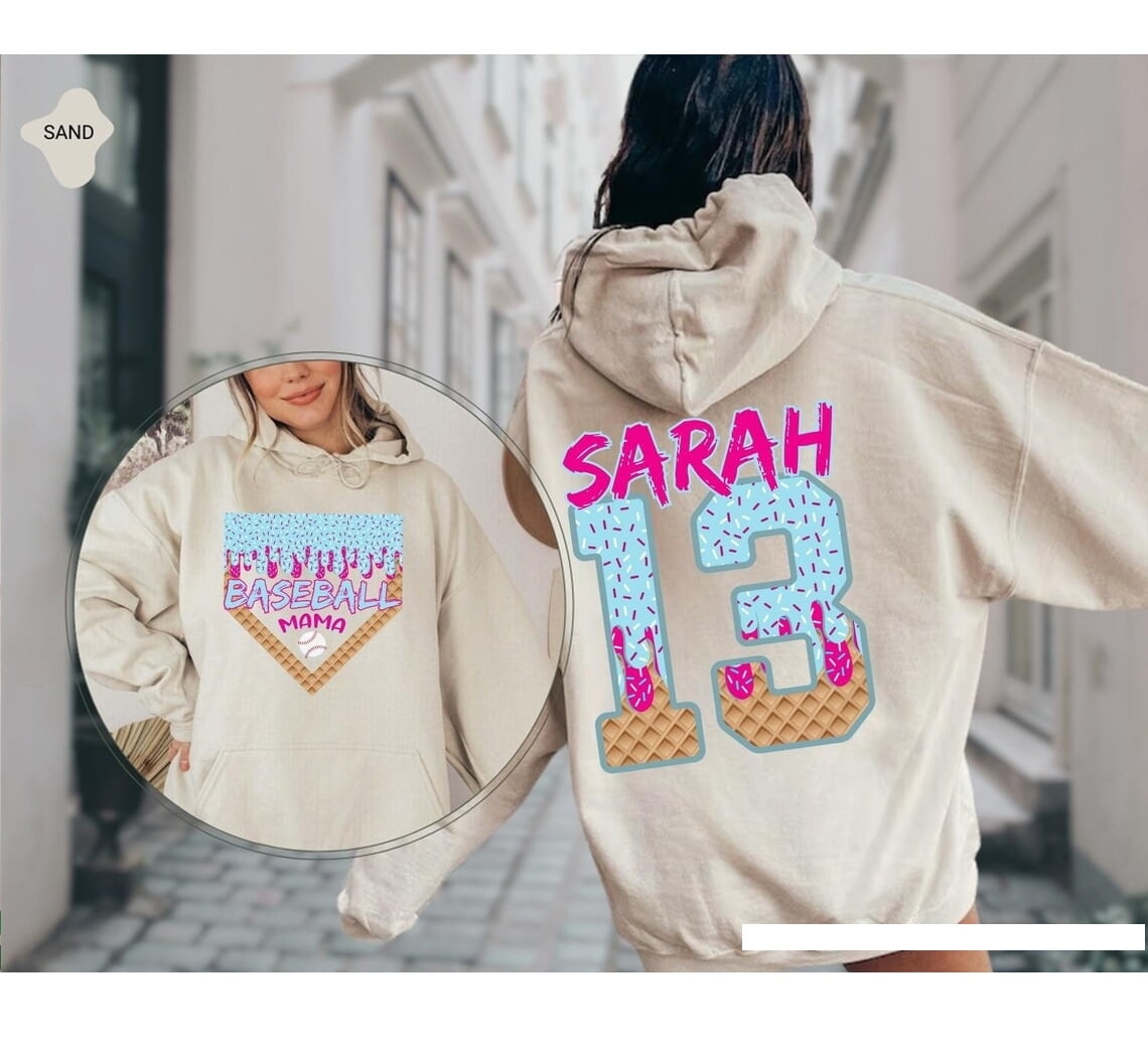 Custom Baseball Ice Cream Drip Hoodie, Personalized Baseball Jersey ...
