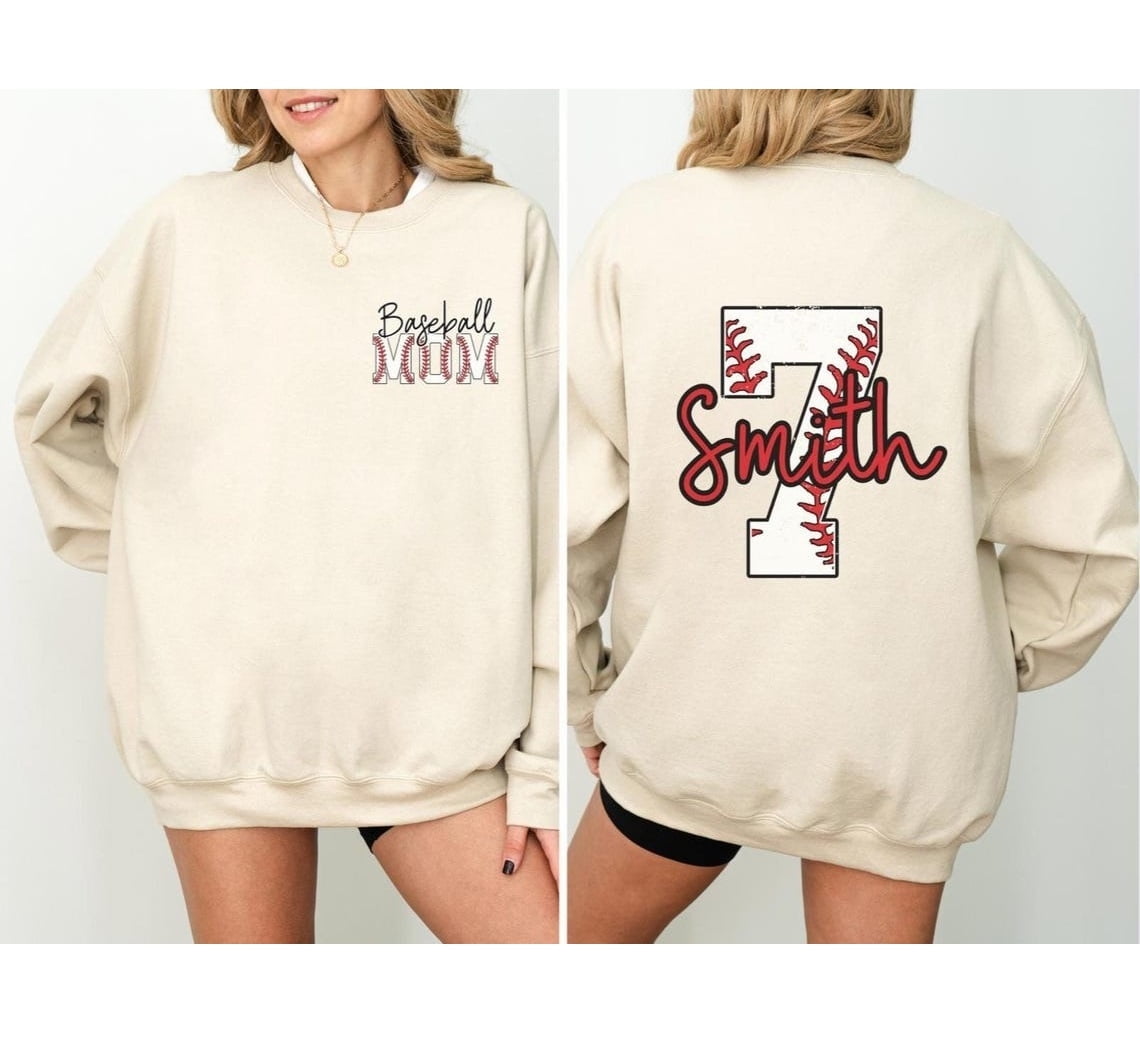 Custom Baseball Mom Sweatshirt, Personalized Name & Number Crewneck ...