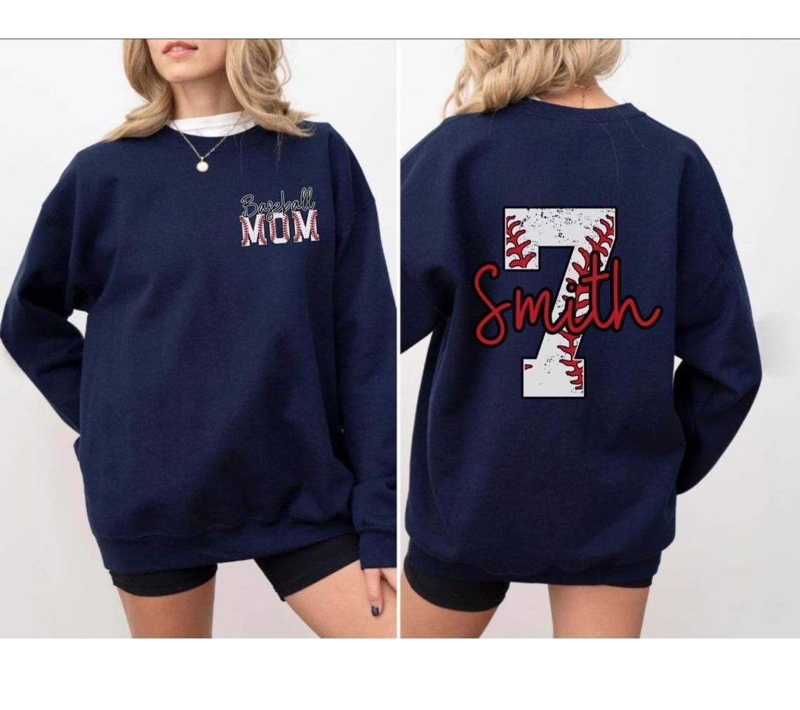Custom Baseball Mom Sweatshirt, Personalized Name & Number Crewneck ...