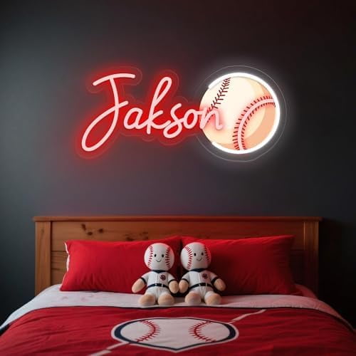 Custom Baseball Name Neon Sign – UV Printed LED Name Light for Boys ...