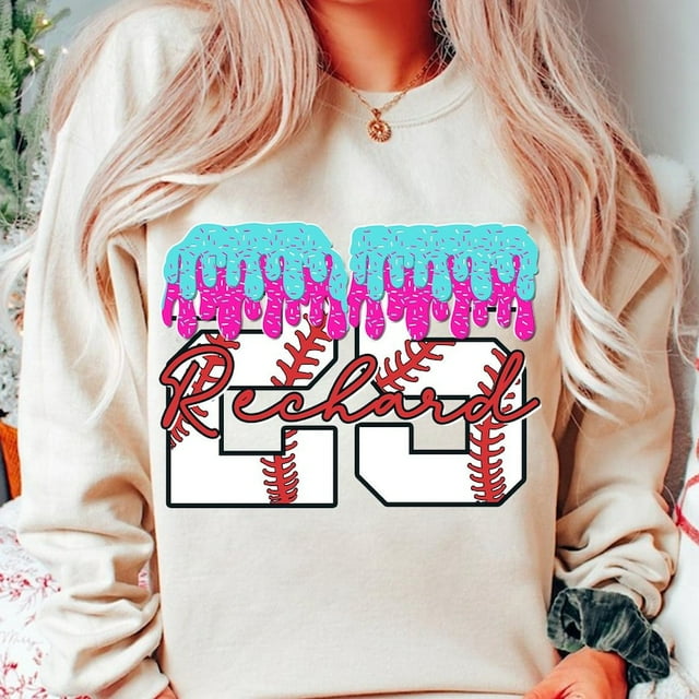 Custom Baseball Number Sweatshirt, Game Day Mama Drip Crewneck, Ice ...