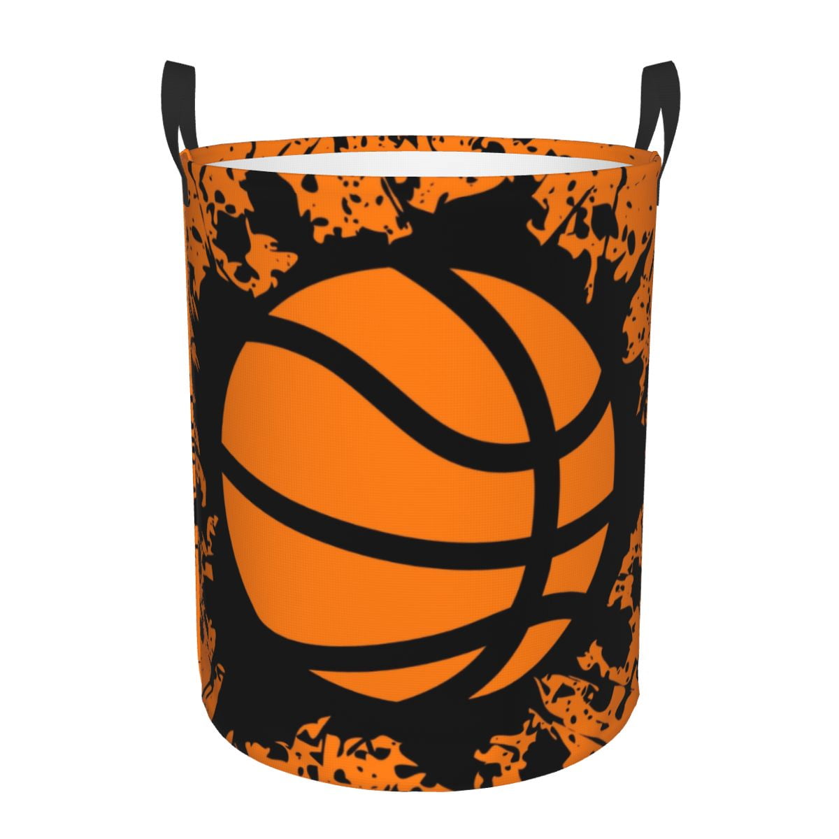 Custom Basketball Laundry Basket Foldable Dots Round Physical culture Clothes Hamper for Nursery ...