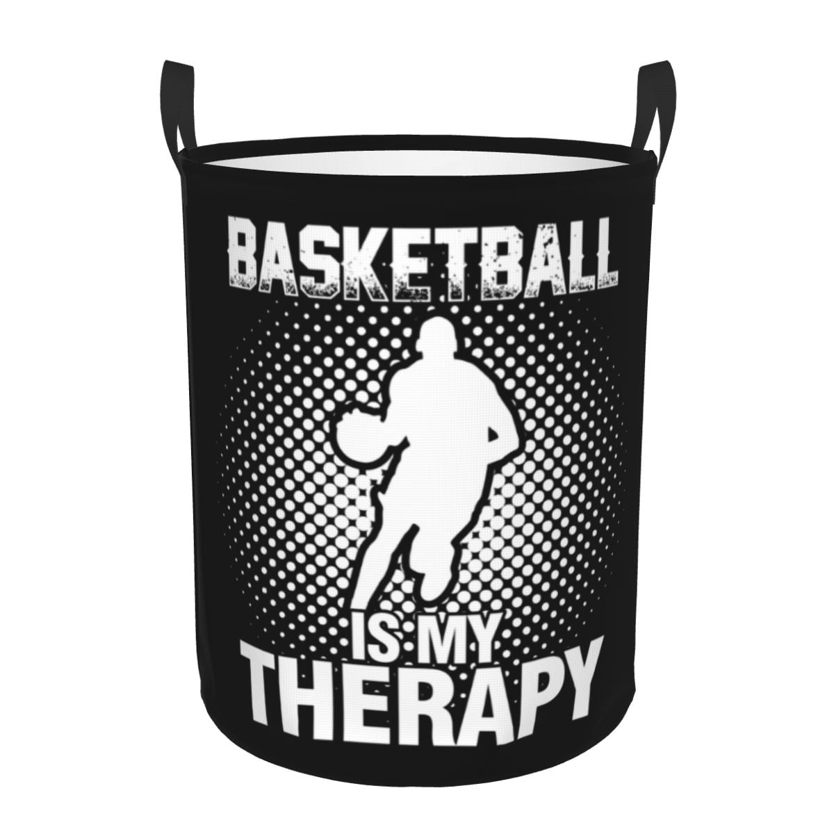 Custom Basketball Laundry Basket Foldable Dots Round Physical culture ...