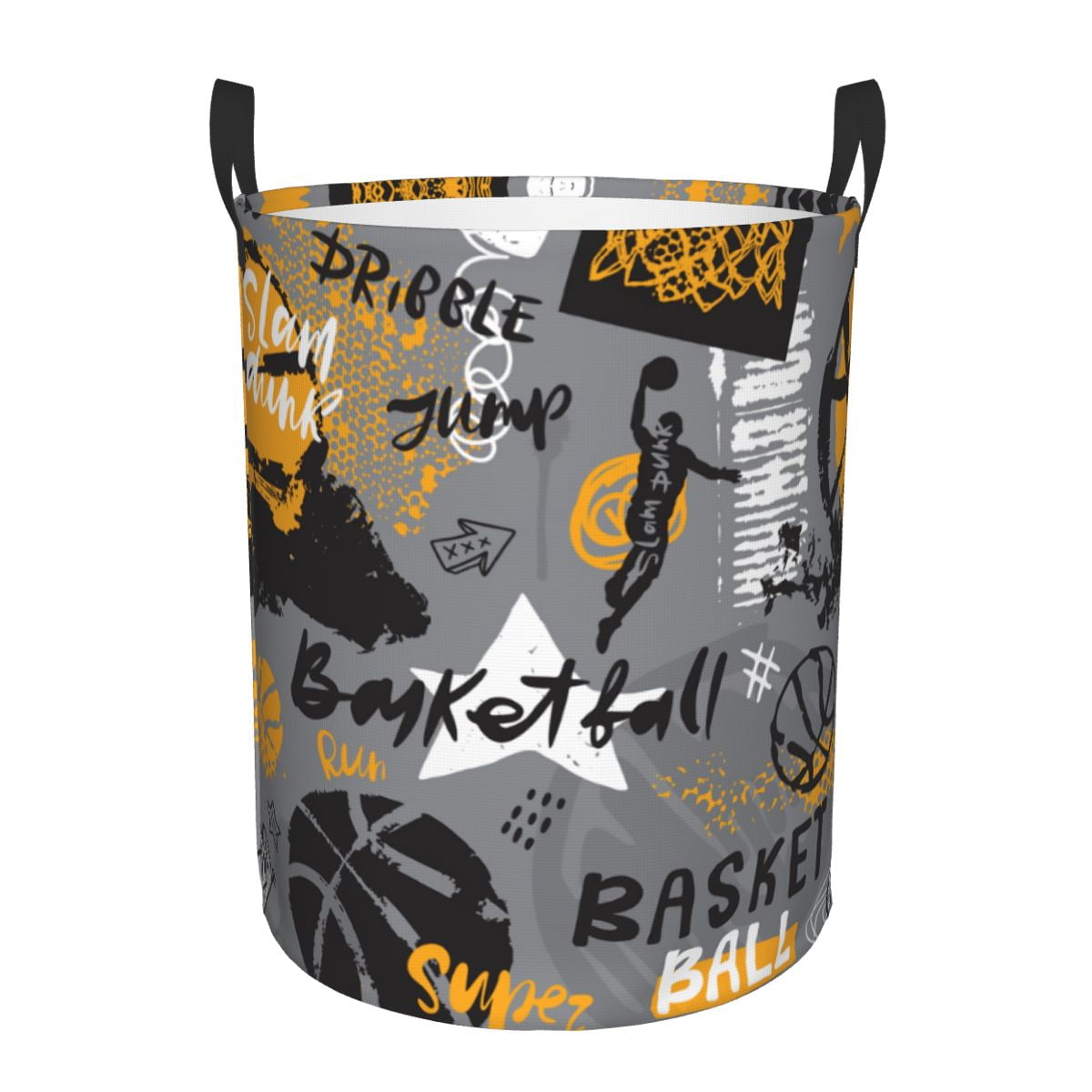 Custom Basketball Laundry Basket Foldable Dots Round Physical culture ...
