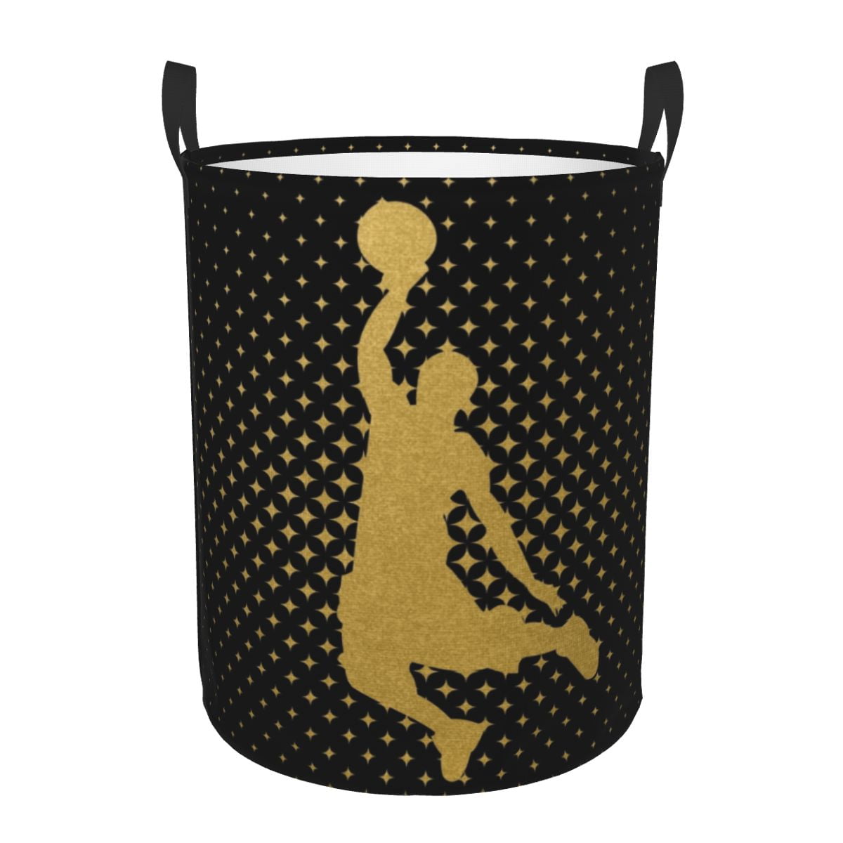 Custom Basketball Laundry Basket Foldable Dots Round Physical culture ...