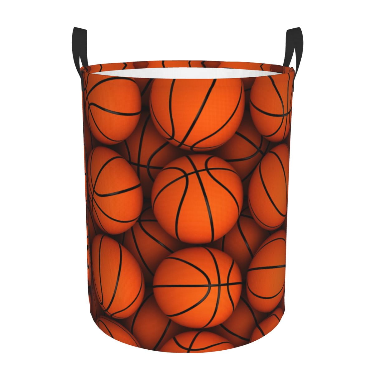 Custom Basketball Laundry Basket Foldable Dots Round Physical culture Clothes Hamper for Nursery ...