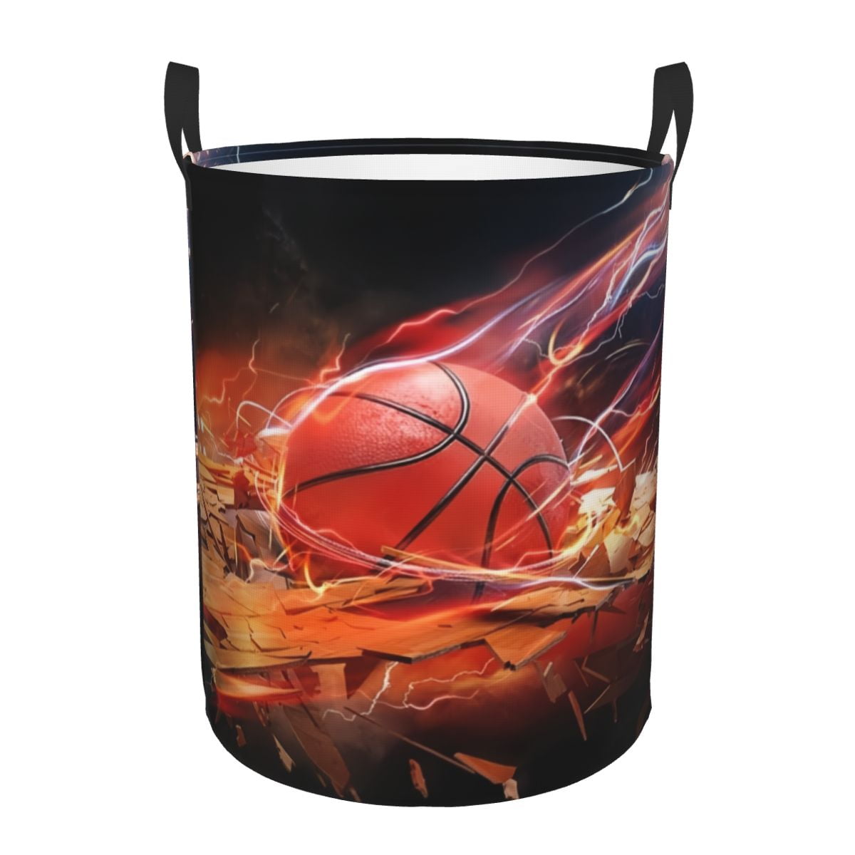 Custom Basketball Laundry Basket Foldable Dots Round Physical culture Clothes Hamper for Nursery ...