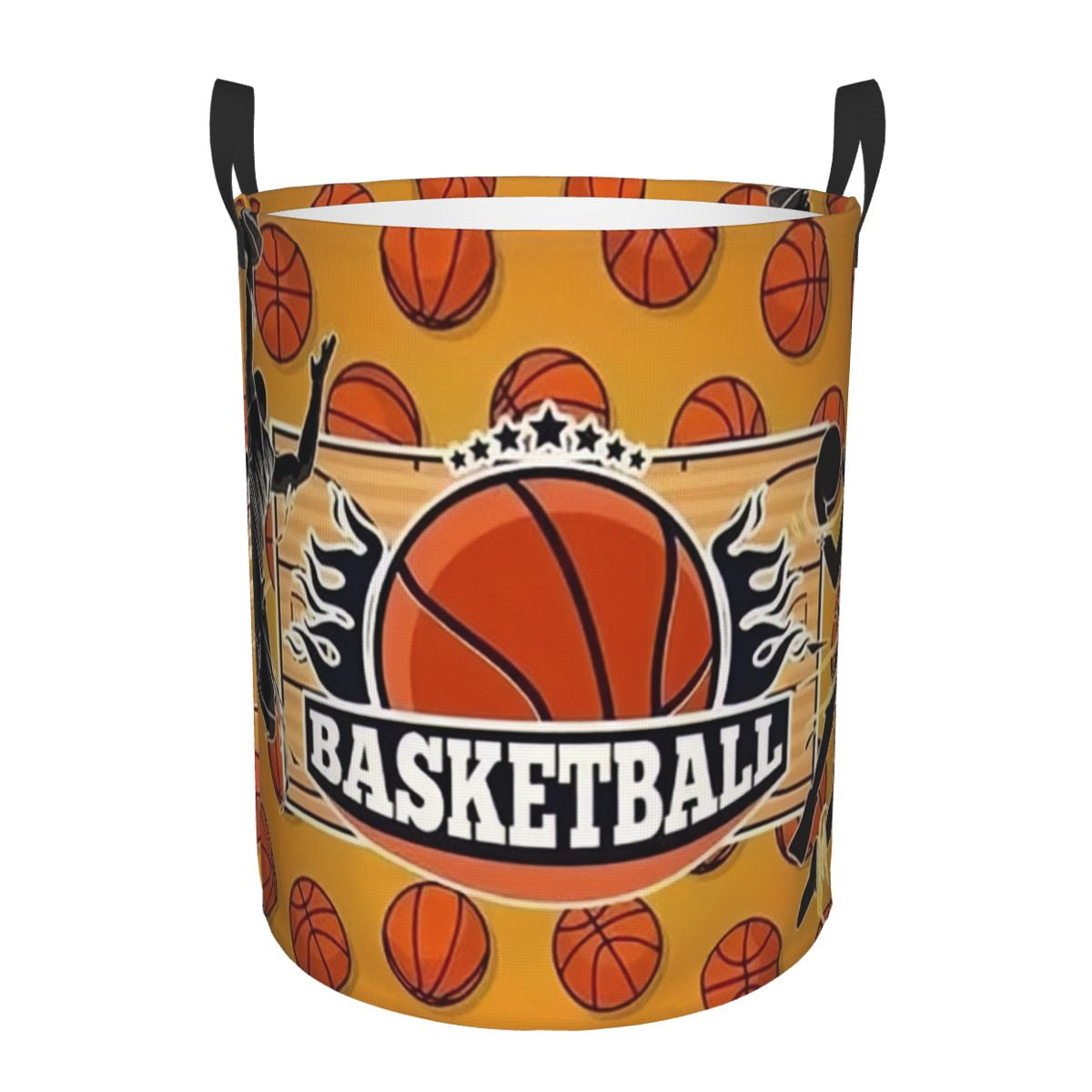 Custom Basketball Laundry Basket Foldable Dots Round Physical culture Clothes Hamper for Nursery ...