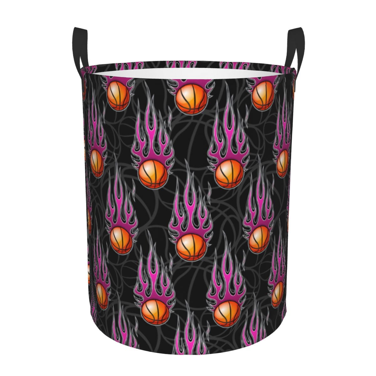 Custom Basketball Laundry Basket Foldable Dots Round Physical culture ...