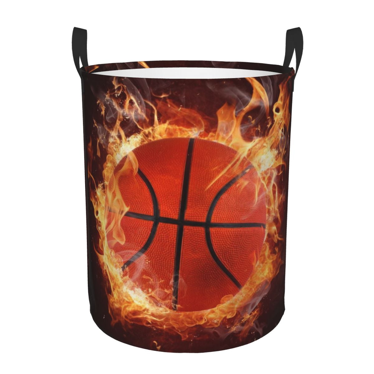 Custom Basketball Leather Art Laundry Basket Foldable Clothes Toy ...