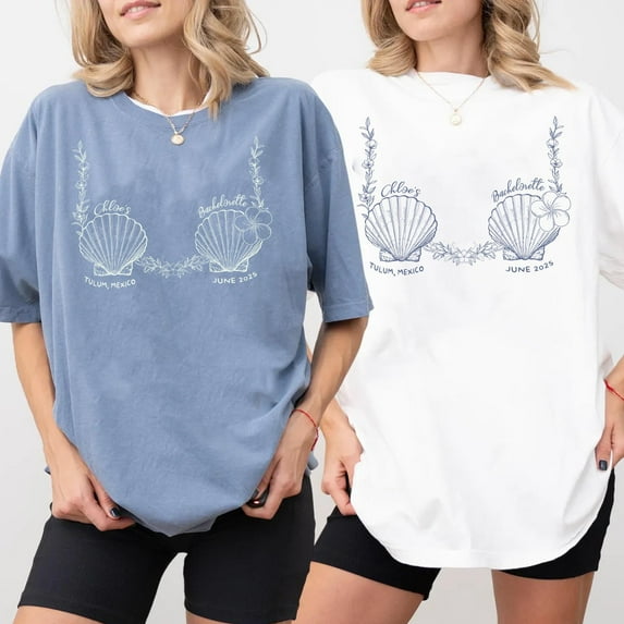 Custom Beach Bachelorette Shirt, Mermaid Seashell Bra Tee, Last Splash ...