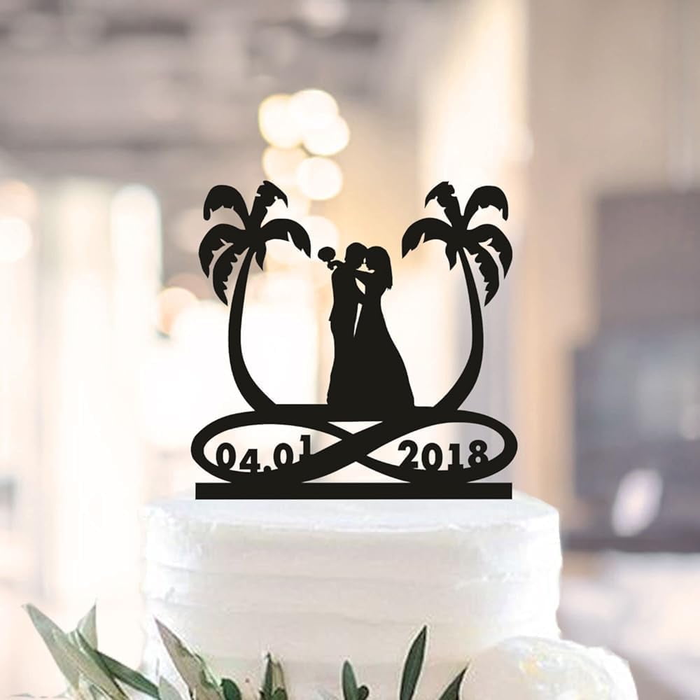 Custom Beach Cake Topper, Palm Tree Cake Topper, Bride and Groom Cakes ...