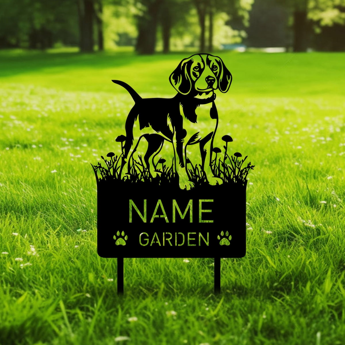 Custom Beagle Dog Metal Memorial Garden Stake Personalized Pet Grave ...