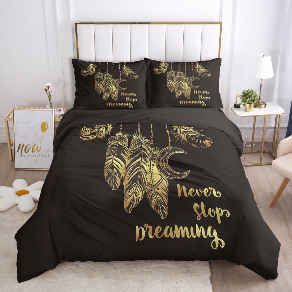 Custom Bedding Set 3D HD Black Golden Double Full King Size Blanket ...