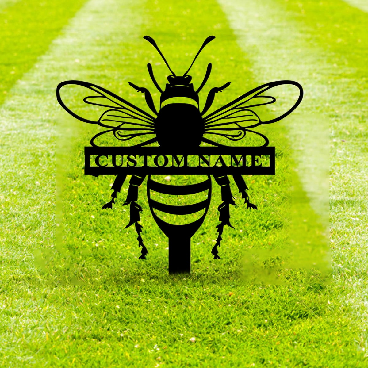 Custom Bee Garden Sign Metal Stake, Personalized Bee Family Name Yard ...