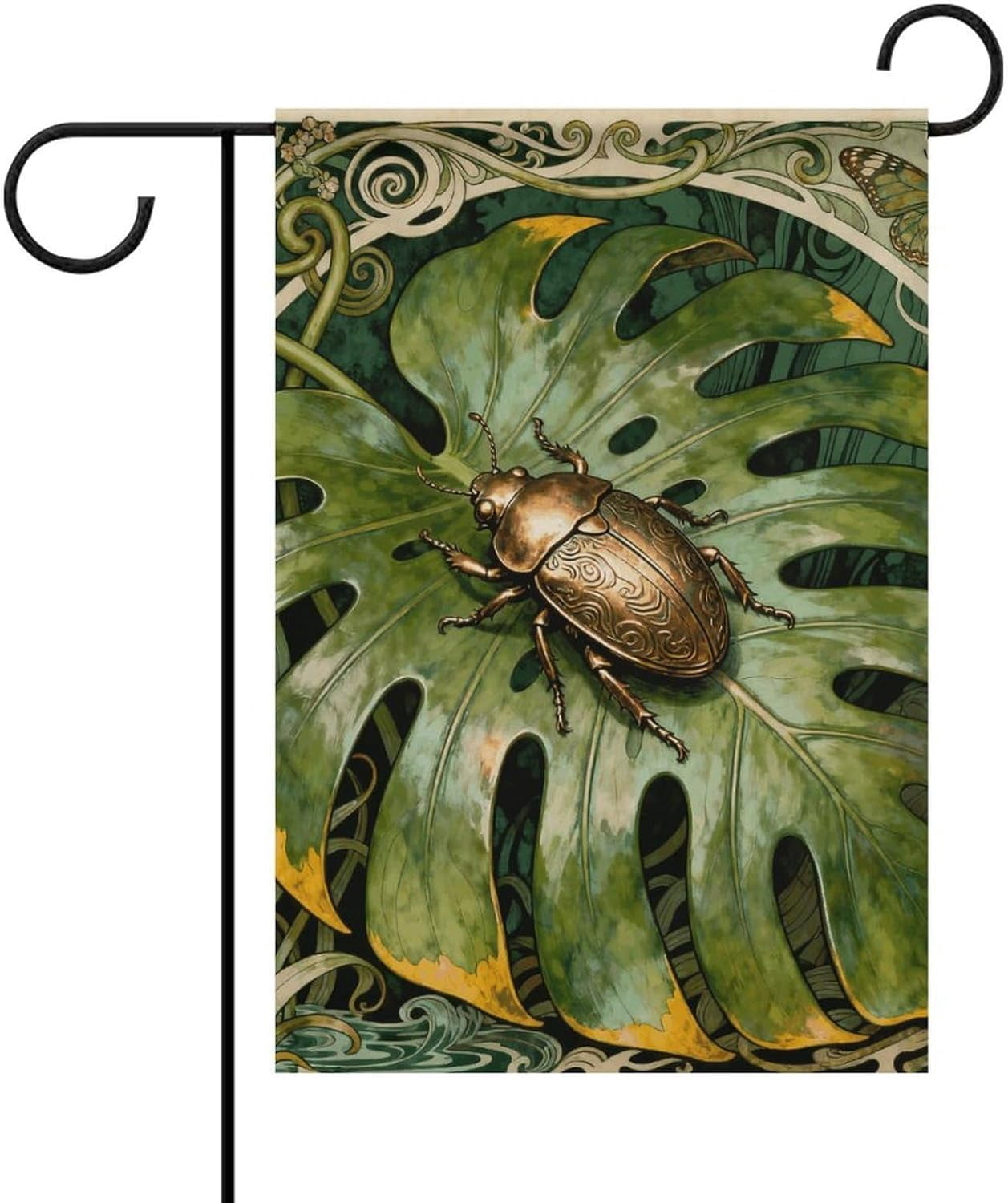 Custom Beetle Monstera Leaf Garden Flags for Outside 12x18 Double Sided ...