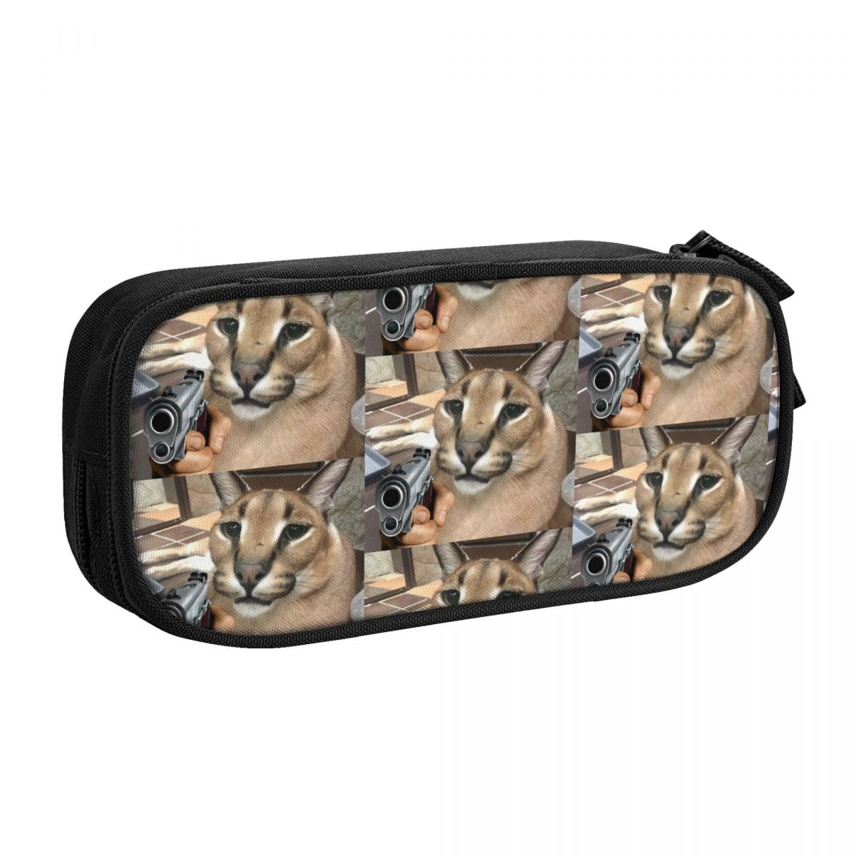 Custom Big Floppa Gangsta Cat Pencil Cases for s Large Storage Pen Box ...