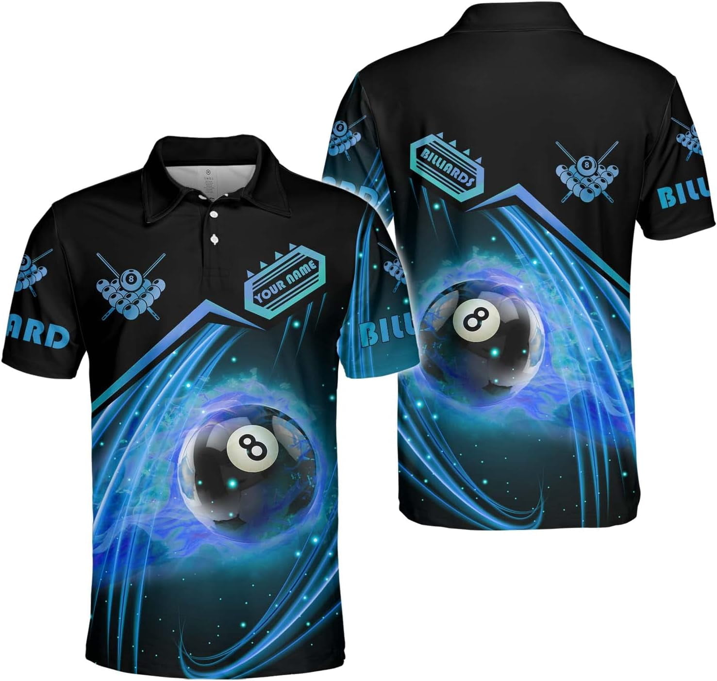 Custom Billiard Polo Shirts for Men Women Personalized Name Team 8 Ball ...