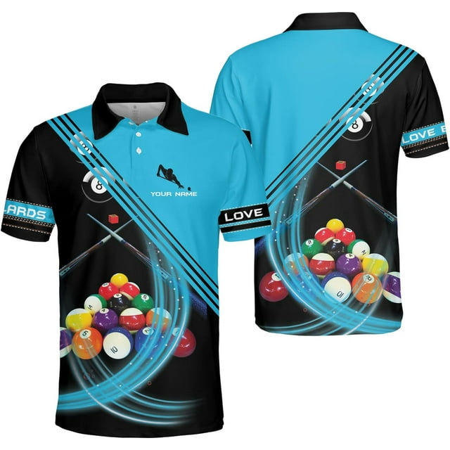Custom Billiard Polo Shirts for Men Women Personalized Name Team 8 Ball ...