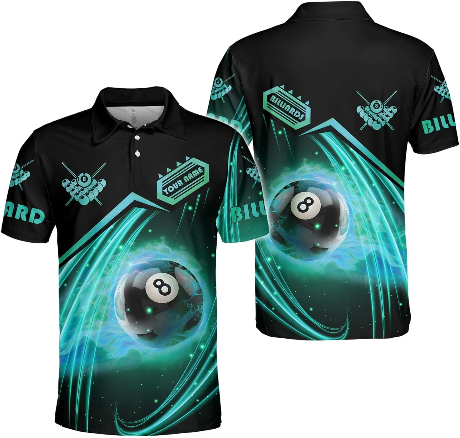 Custom Billiard Polo Shirts for Men Women Personalized Name Team 8 Ball Shirt Billiards Apparel ...