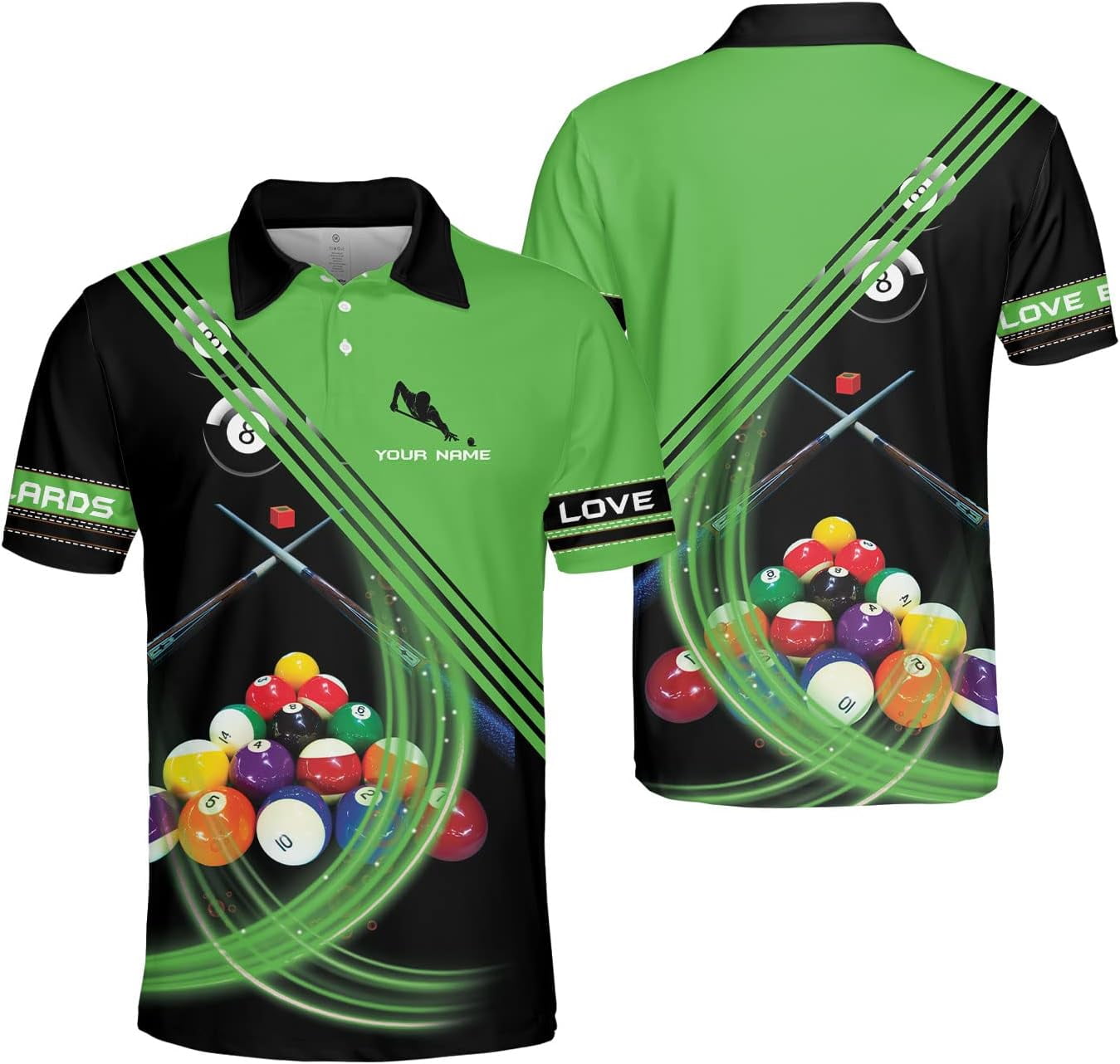 Custom Billiard Polo Shirts for Men Women Personalized Name Team 8 Ball ...