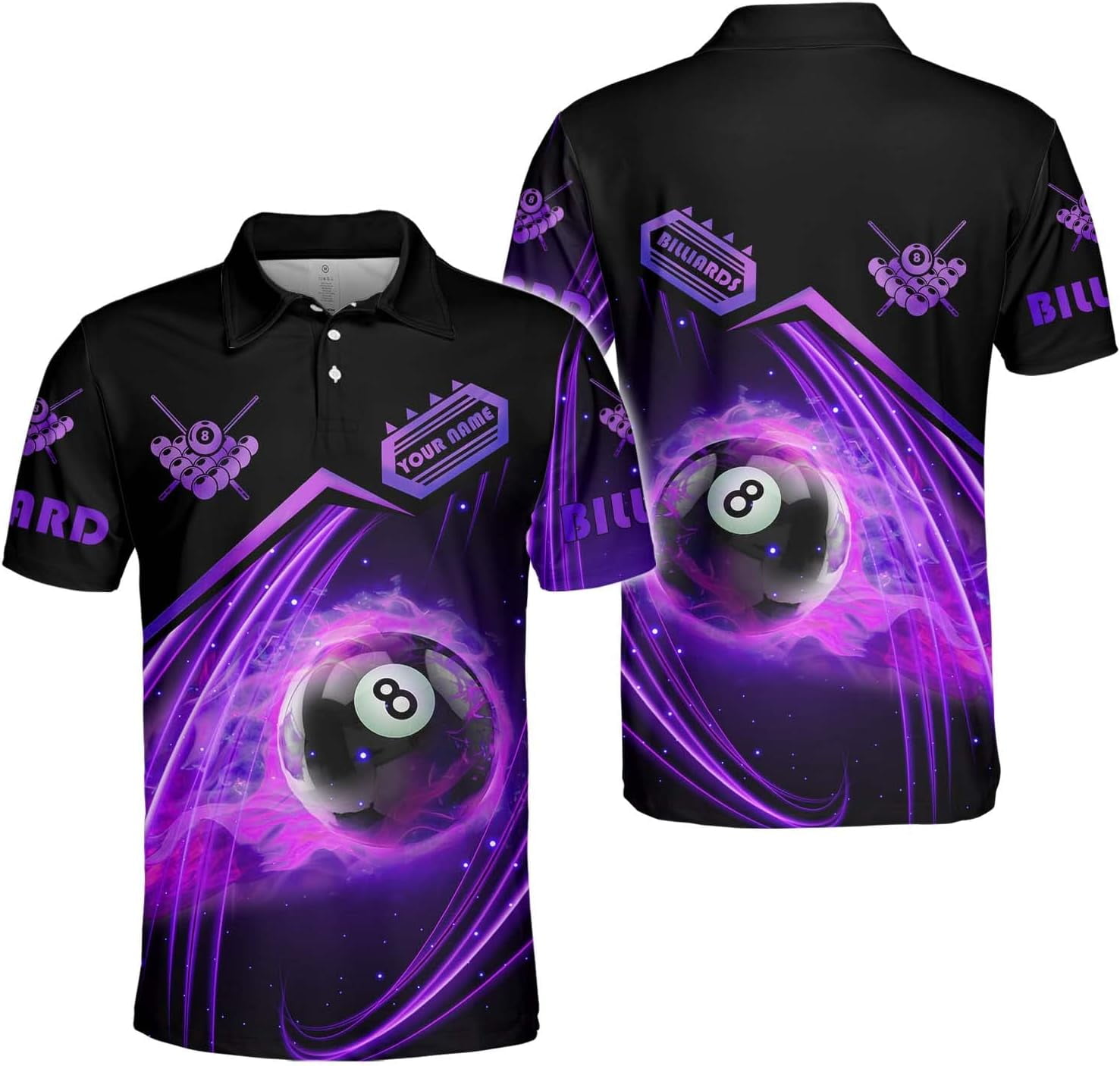 Custom Billiard Polo Shirts for Men Women Personalized Name Team 8 Ball Shirt Billiards Apparel ...