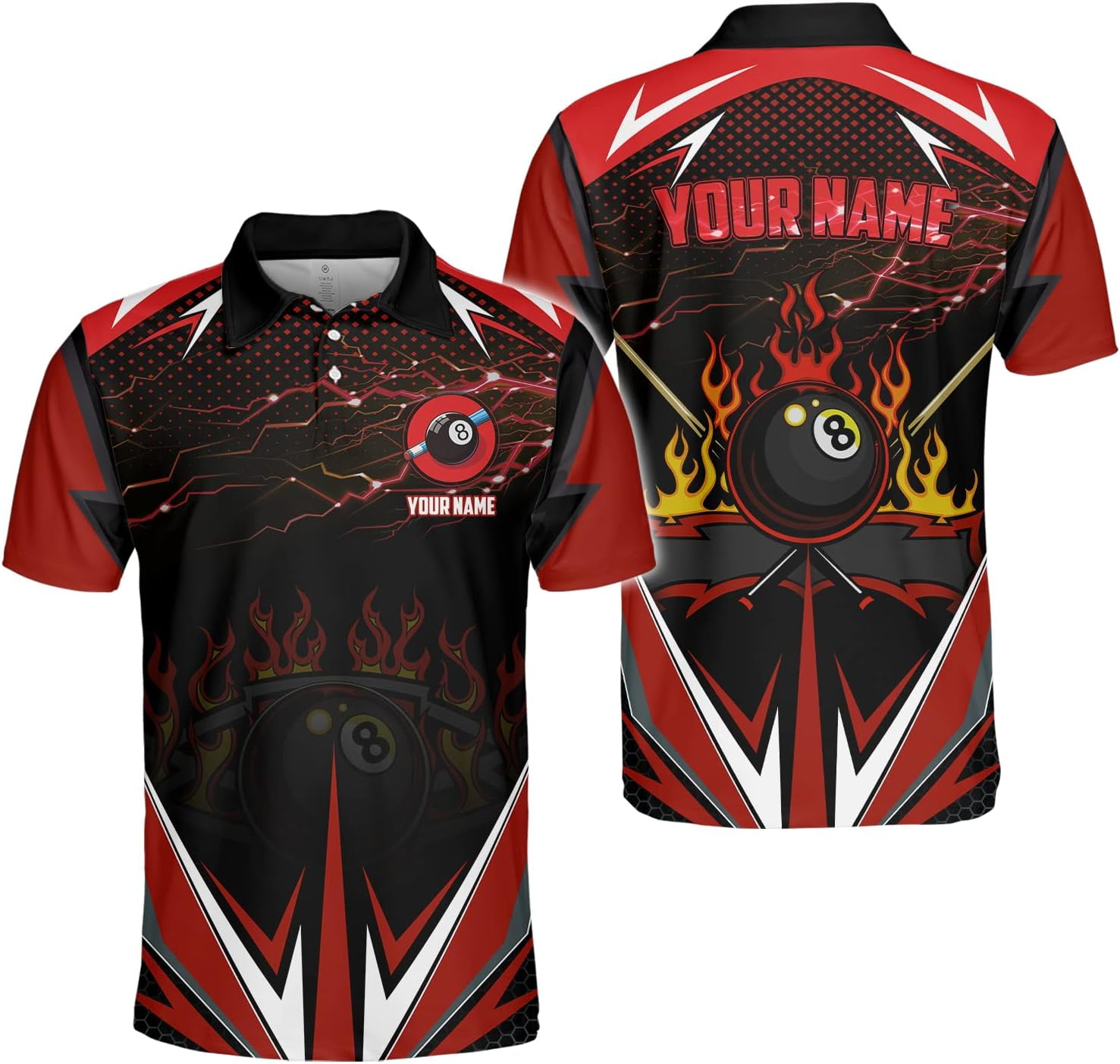 Custom Billiard Polo Shirts for Men Women Personalized Name Team 8 Ball Shirt Billiards Apparel ...