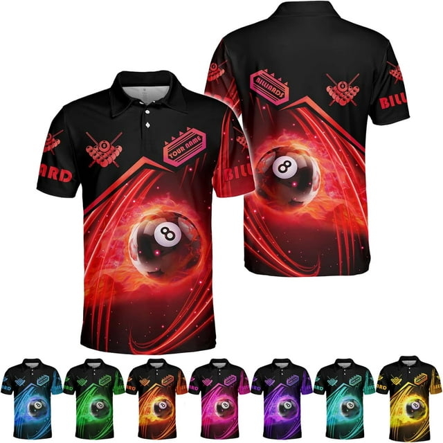 Custom Billiard Polo Shirts for Men Women Personalized Name Team 8 Ball ...
