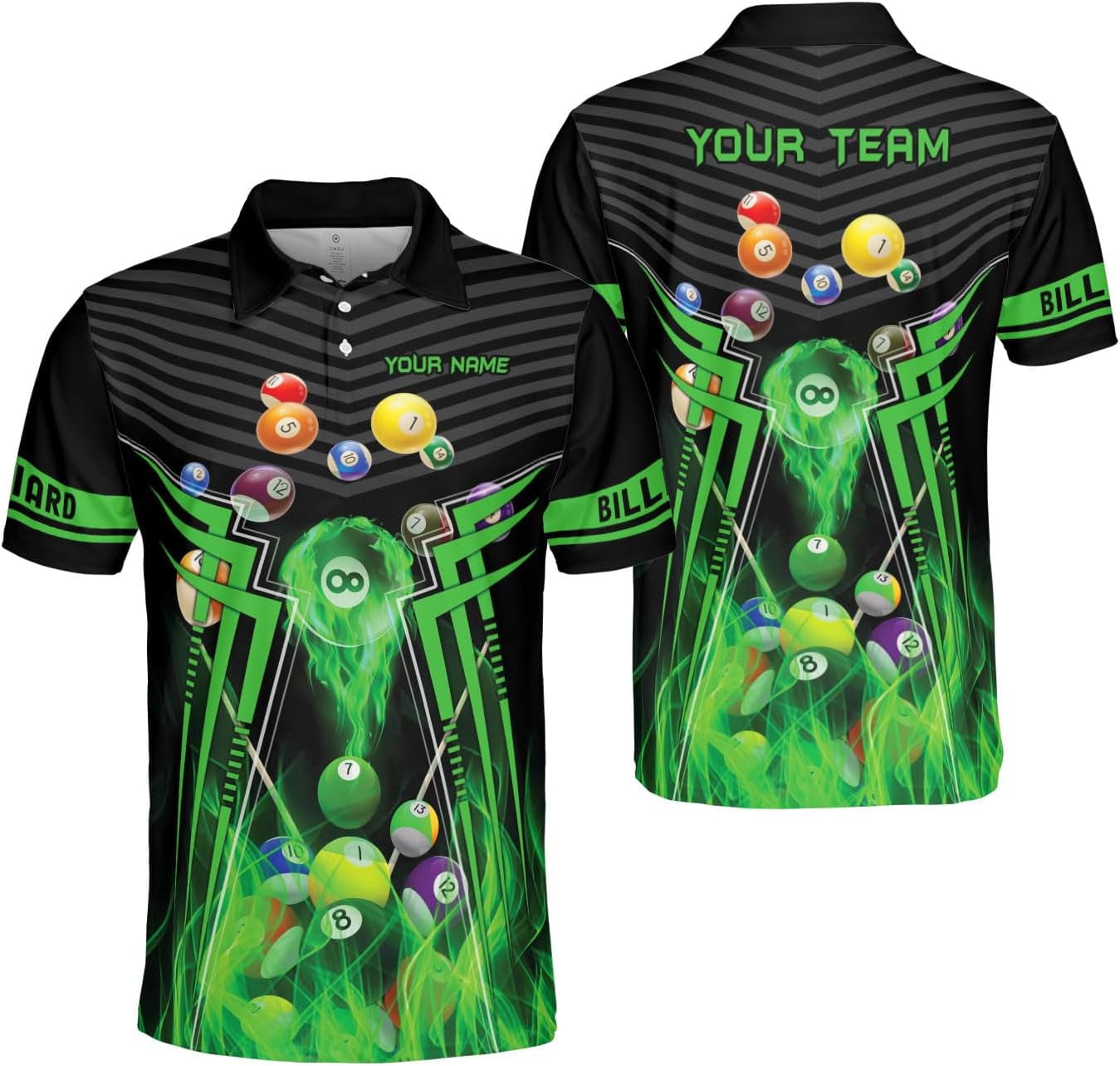 Custom Billiard Polo Shirts for Men Women Personalized Name Team 8 Ball ...