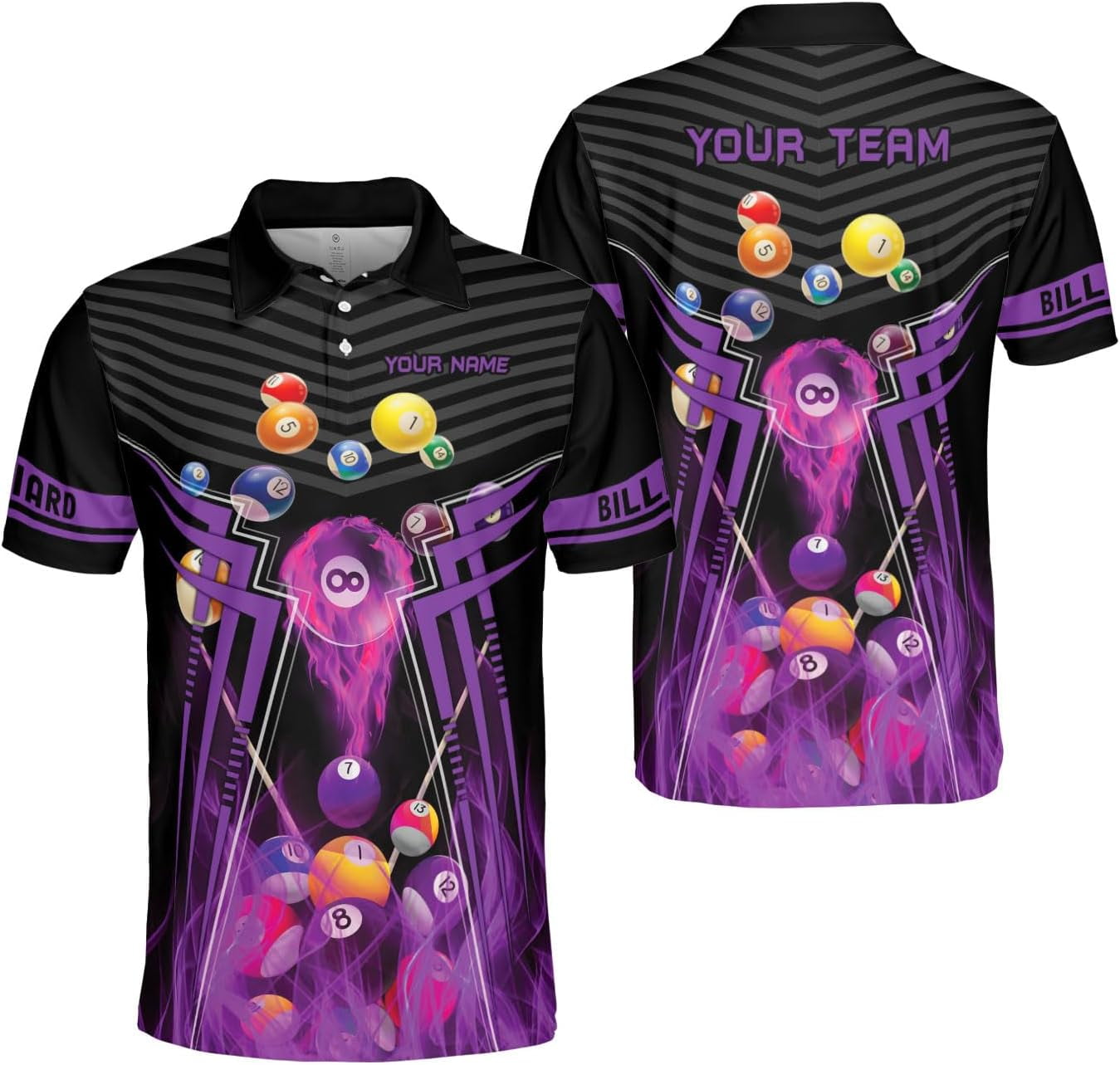 Custom Billiard Polo Shirts for Men Women Personalized Name Team 8 Ball ...