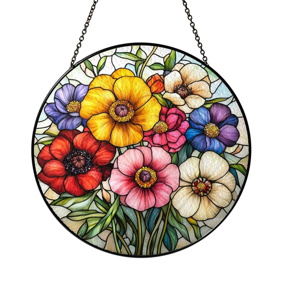 Custom Birth Flower Suncatcher, Stained Glass Look Floral Window ...