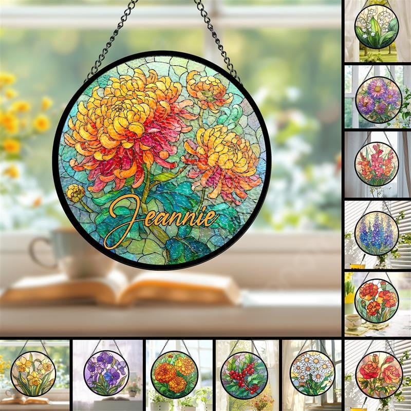 Custom Birth Flower Suncatcher for Mimi - Personalized Mother's Day ...