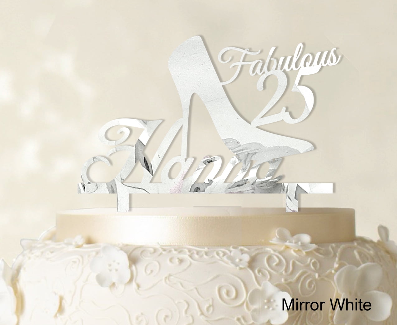 "Custom Birthday Cake Topper Personalized Mirror White Cake Topper ...