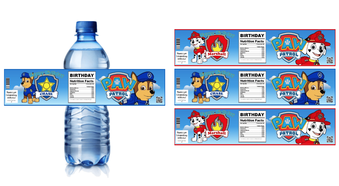 Custom Birthday Water Bottle Labels, Marshall and Chase Design, 8.5 x 2 ...