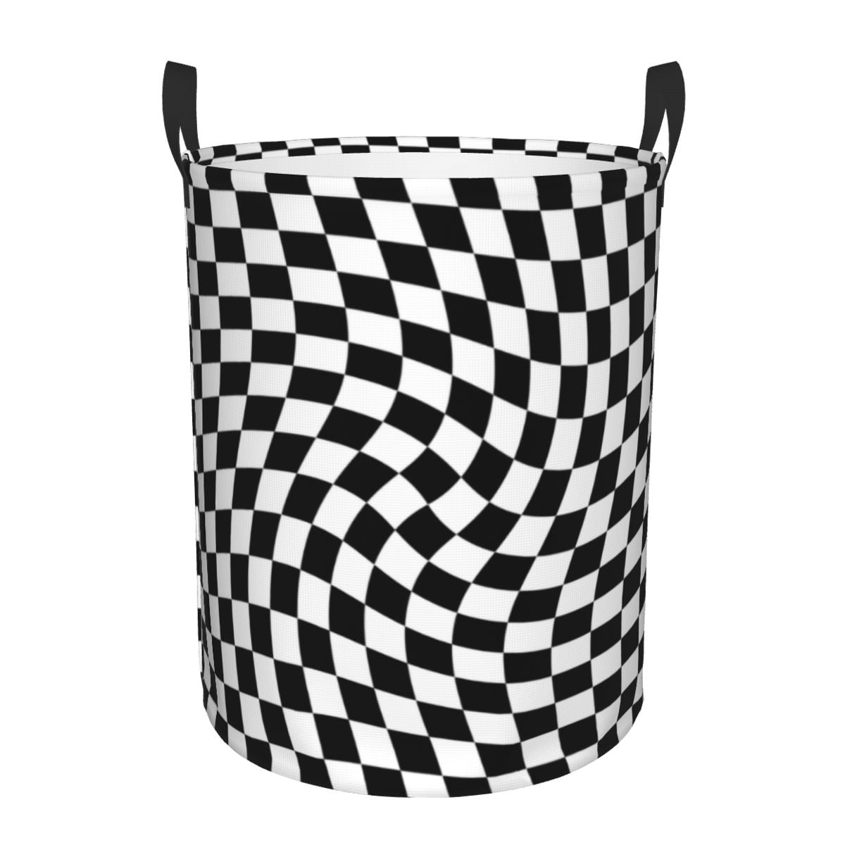 Custom Black And White Checkered Laundry Basket Collapsible Large ...